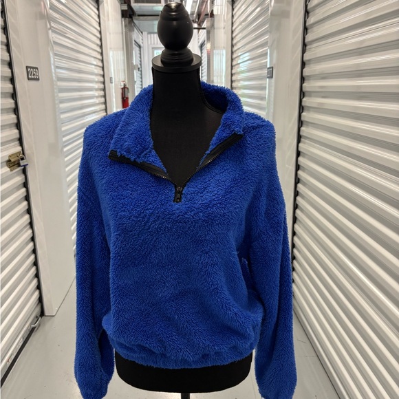 SHEIN | Jackets & Coats | Shein Blue Teddy Jacket With Plush Texture ...